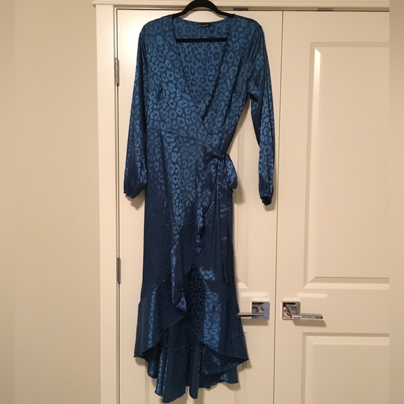 Simplee Apparel | Dresses | Blue Leopard Print Wrap Dress | Poshmark